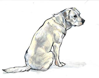 Yellow lab painting | Etsy