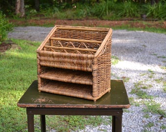 Wicker letter holder | Etsy