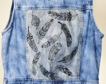 Hand painted denim | Etsy