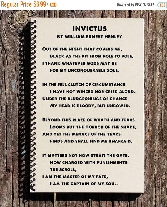 SALE Invictus William Ernst Henley Invictus Poem