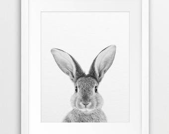 White rabbit print | Etsy