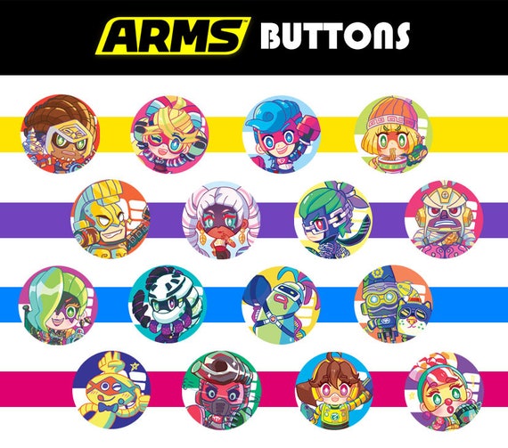 ARMS Nintendo Pinback Buttons All 15 Characters Biff