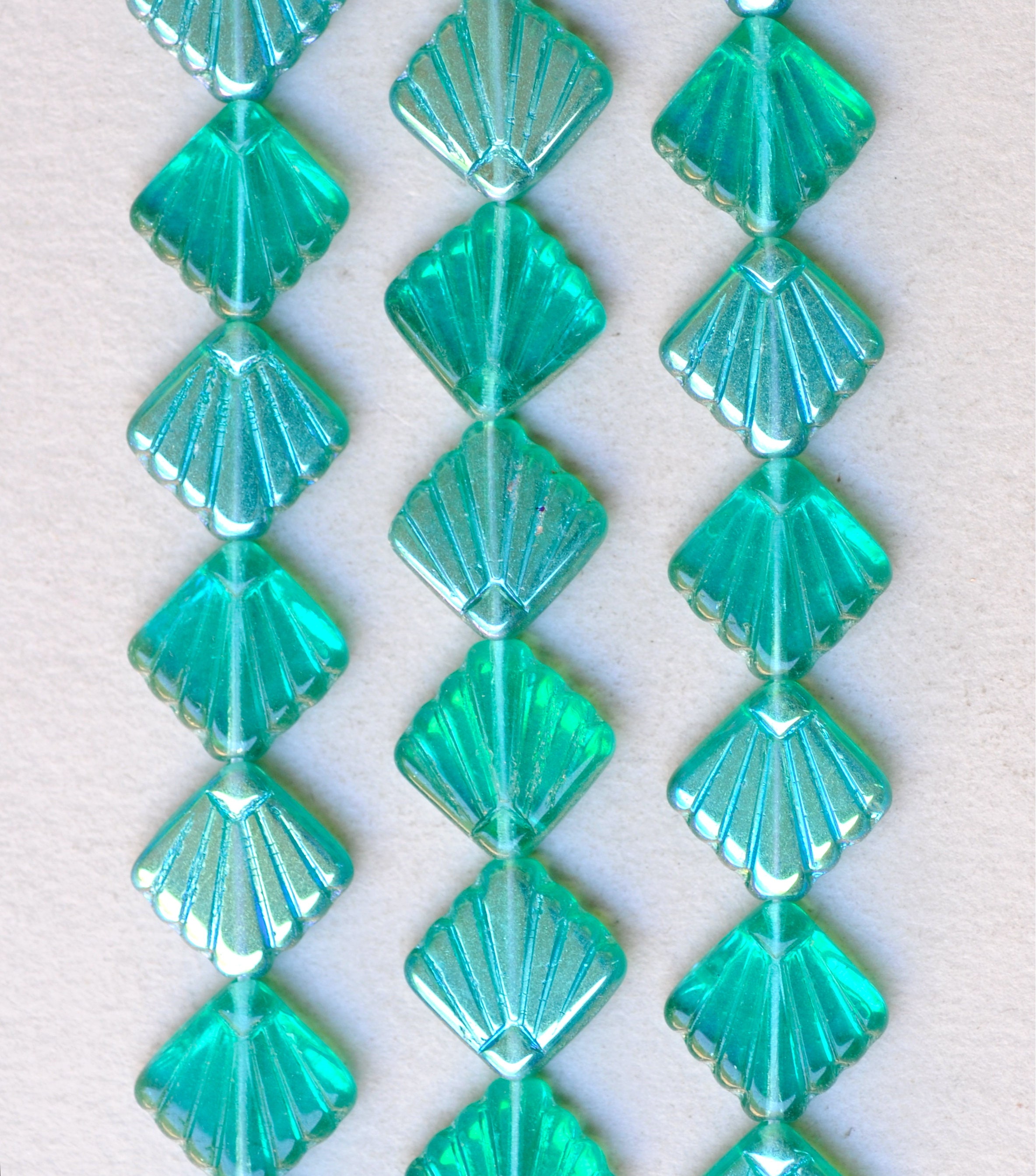 Flat Shell Fan Bead Czech Glass Shell Beads 17mm x 17mm