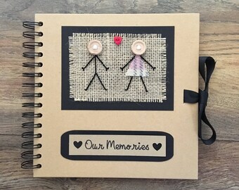 Rustic scrapbook memory book photo album / Our story so far