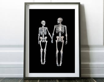 Skeletons in love | Etsy