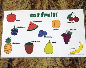 Kids French Number and Food Chart Placemat