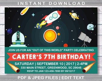 Solar system invite | Etsy