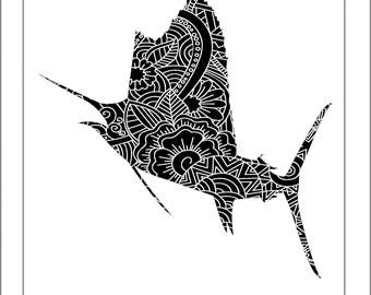 Sailfish drawing | Etsy