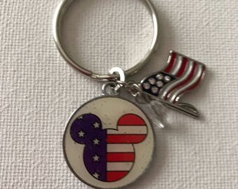American flag keychain US flag key ring Patriotic jewelry
