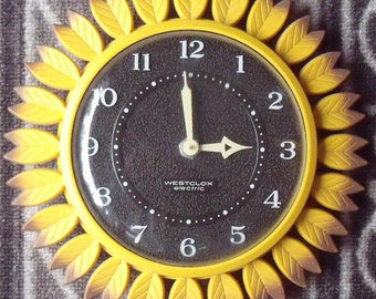 Yellow wall clock | Etsy
