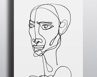 Line art portrait | Etsy