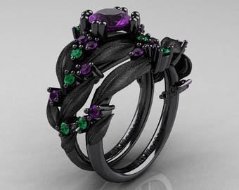 Black amethyst ring | Etsy