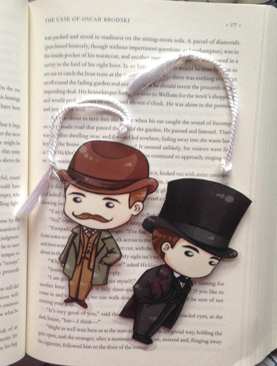 CUTE chibi sherlock holmes and john watson flexible bookmark