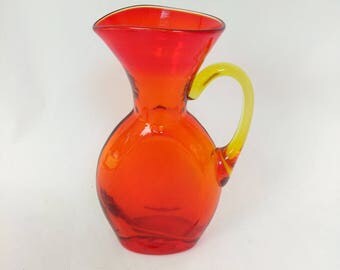 Red glass pitcher | Etsy