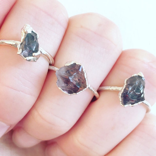 Raw crystal rings enamel pins & other pretty by TUMBLEANDROSE