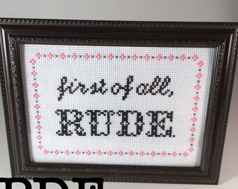 Rude cross stitch | Etsy