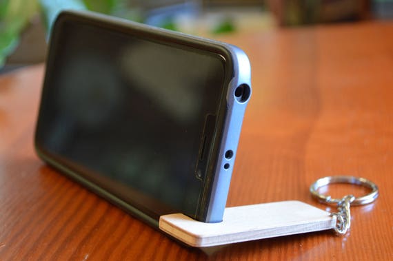 Wooden Smart Phone Stand Keychain Stand For Smartphone