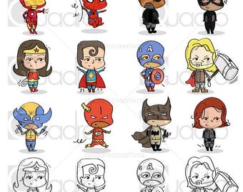 Superhero clip art | Etsy