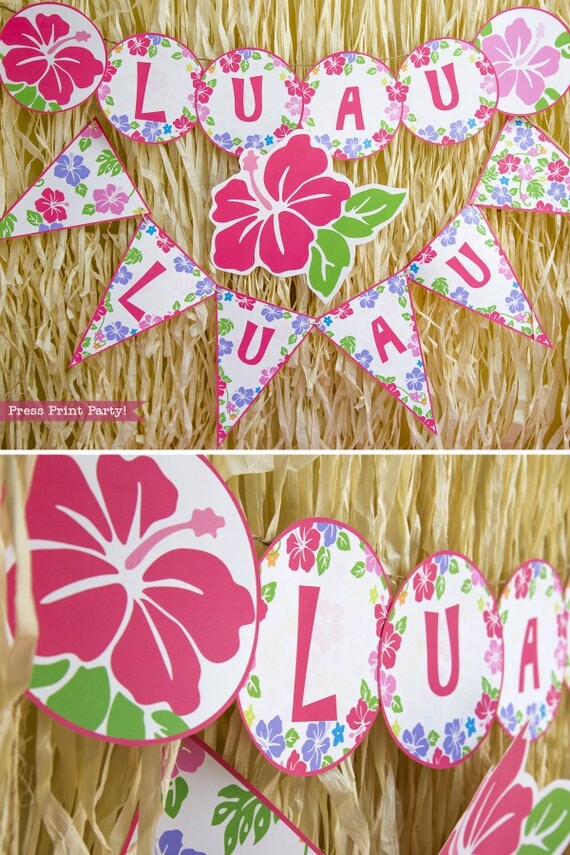 Luau Party Banner Printable, Luau Birthday Banner, Luau Banner, Aloha ...