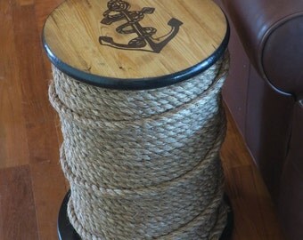 Rope table Nautical Rope and Wood Accent table Compass rose