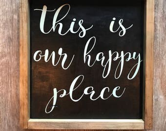 This Is My Happy Place Wood Sign Aqua Primitive Wood Custom