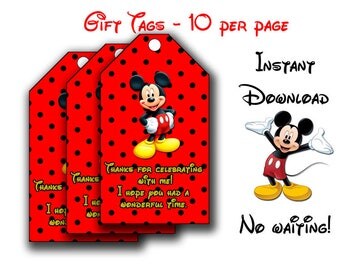 Mickey gift tags | Etsy