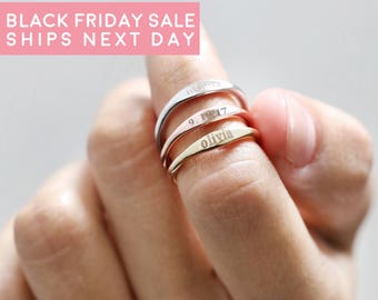 Stackable name rings | Etsy