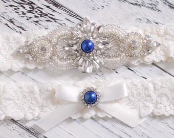 Blue wedding garter | Etsy