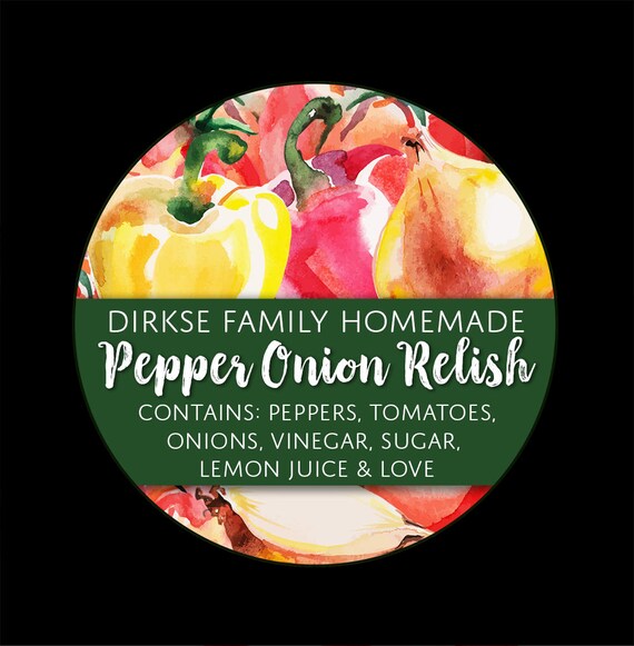 Customized Label for Pepper Onion Relish Watercolor Style