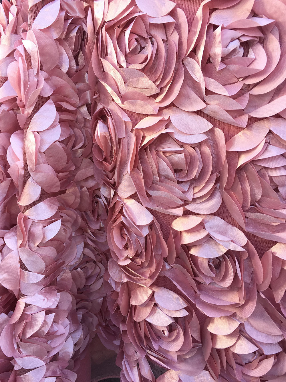 Dust Pink 3D Floral Fabric Peony Bouquet Fabric on Tulle 3D