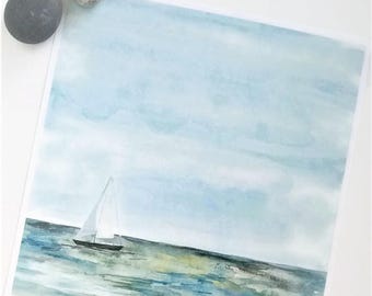 Sailboat watercolor | Etsy