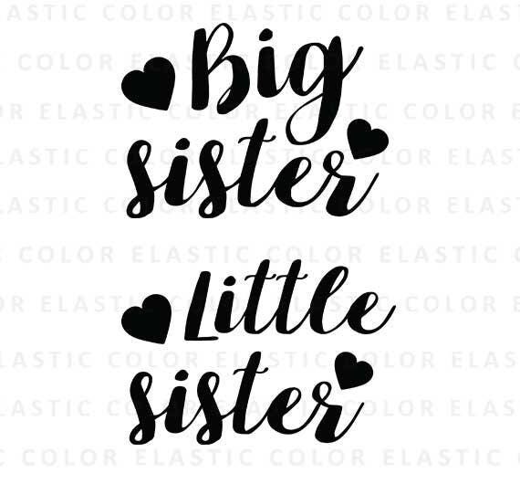 Big sister svg little sister handletter svg file with heart