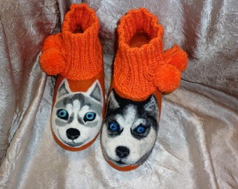 Orange slippers | Etsy
