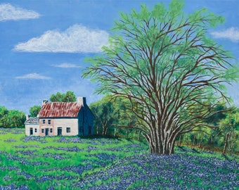 Bluebonnet painting | Etsy
