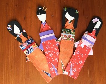 Washi Origami Paper Doll and Bookmark Japanese Craft Kimono