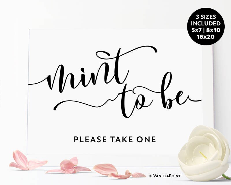 Mint To Be Wedding Favor Sign Mint To Be Sign Wedding Mints