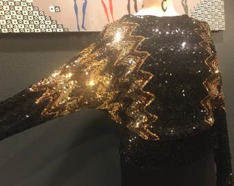 Black gold sweater | Etsy