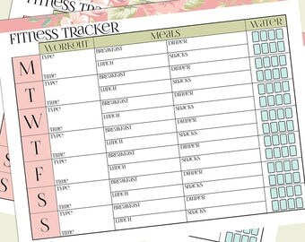 Self Care Tracker Weekly Personal Care Tracking Page Water