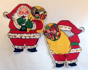 Vintage santa fabric | Etsy