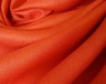 Orange linen fabric | Etsy