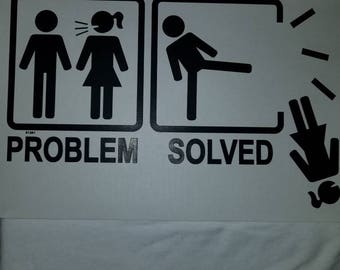 Problem solved funny divorce T-shirt screenprinted