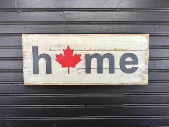 Canada HOME plaque sign with Canadian Maple Leaf