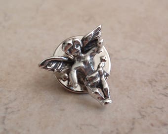 Silver cherub pin | Etsy