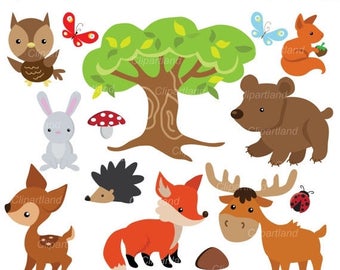 Forest Friends Clip art and Digital paper set