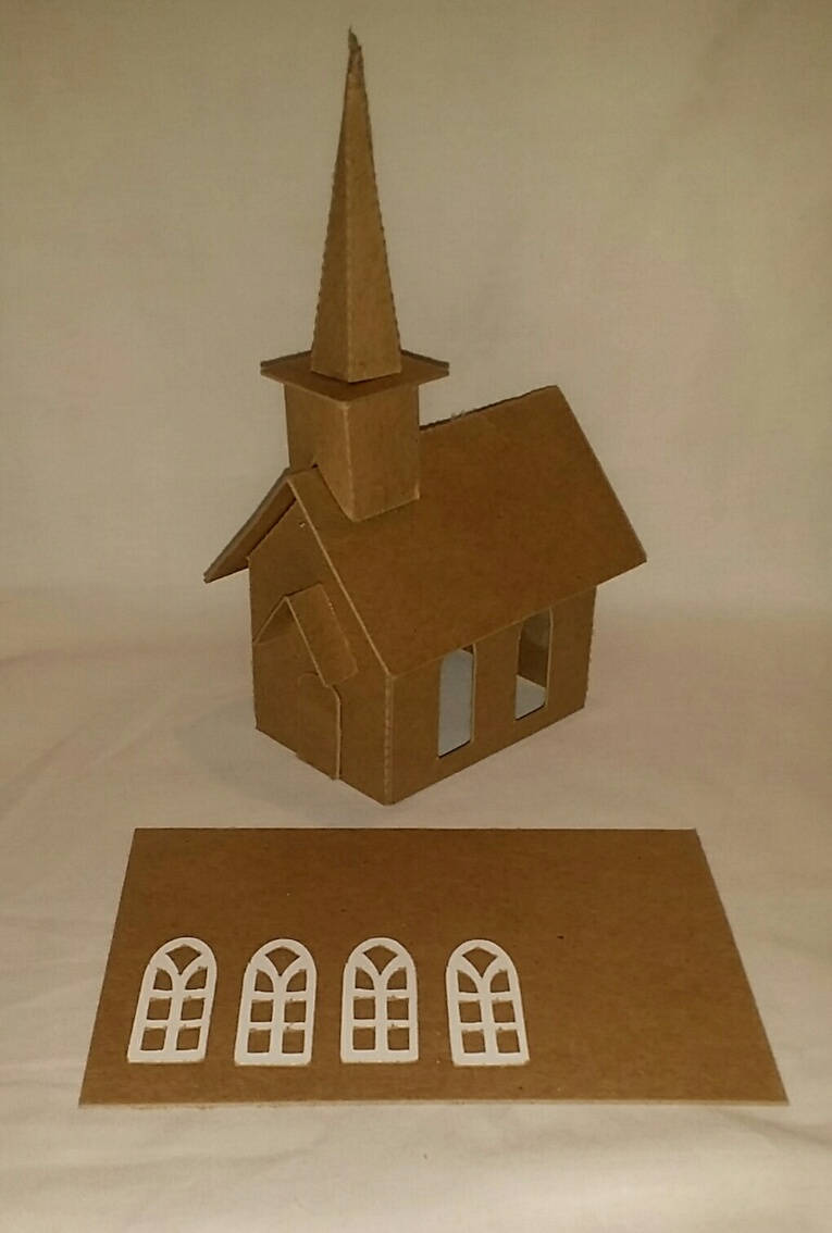 Church with Steeple DIY Putz Style Cardboard Church