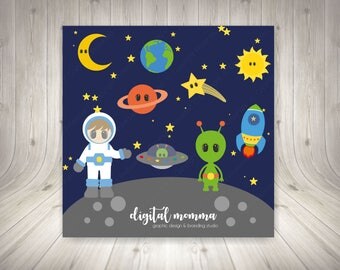 Outer space clipart | Etsy