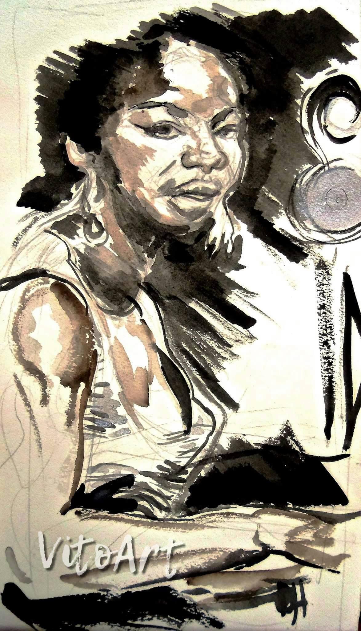 Nina Simone Art Print Piano Jazz Blues Ink Watercolor Portrait