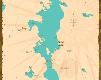 Lake sunapee map | Etsy