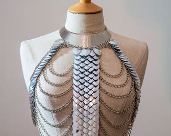 Chainmail & Scale mail Top with Shoulder Armor Costume