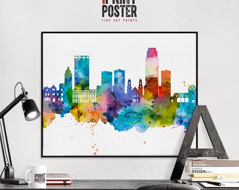 Omaha Art Print Omaha Nebraska Skyline Poster Digital